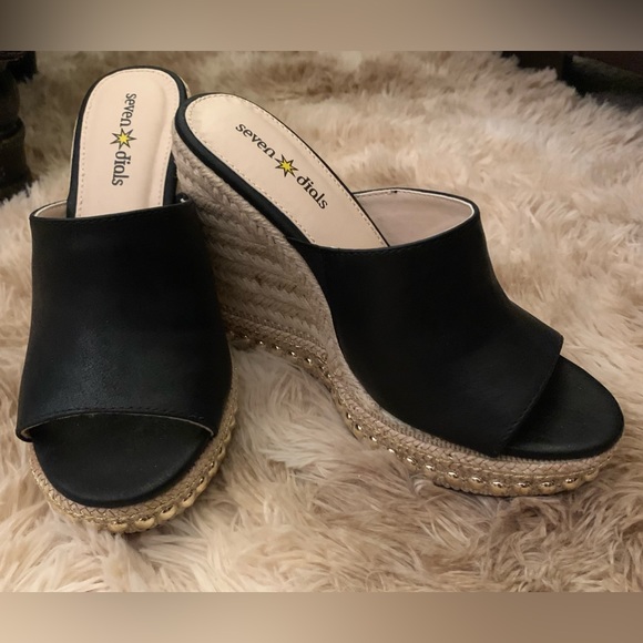 Seven Dials | Shoes | New Seven Dials Black Sandals With Espadrille ...